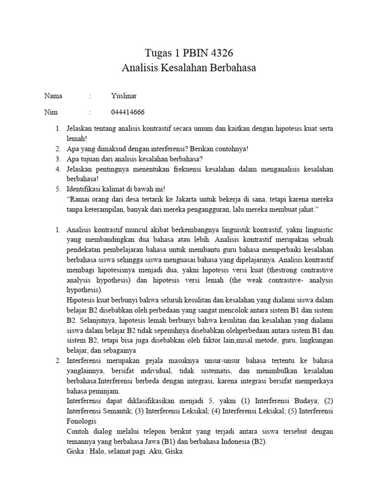 Tugas 1 PBIN 4326 | PDF | Sains & Matematika