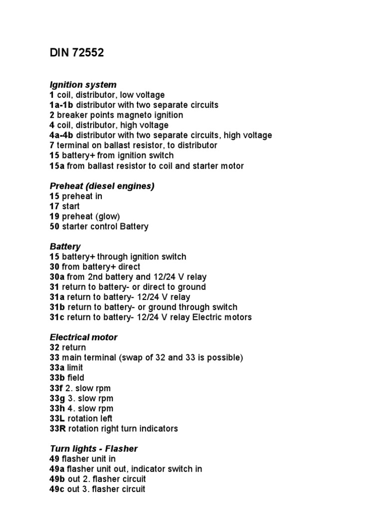 Din 72552 | PDF | Ignition System | Switch