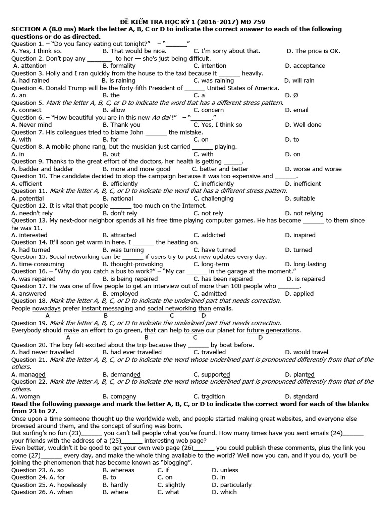 Ôn tập HK1 lớp 12 TRẦN PHÚ | PDF | Internet | World Wide Web