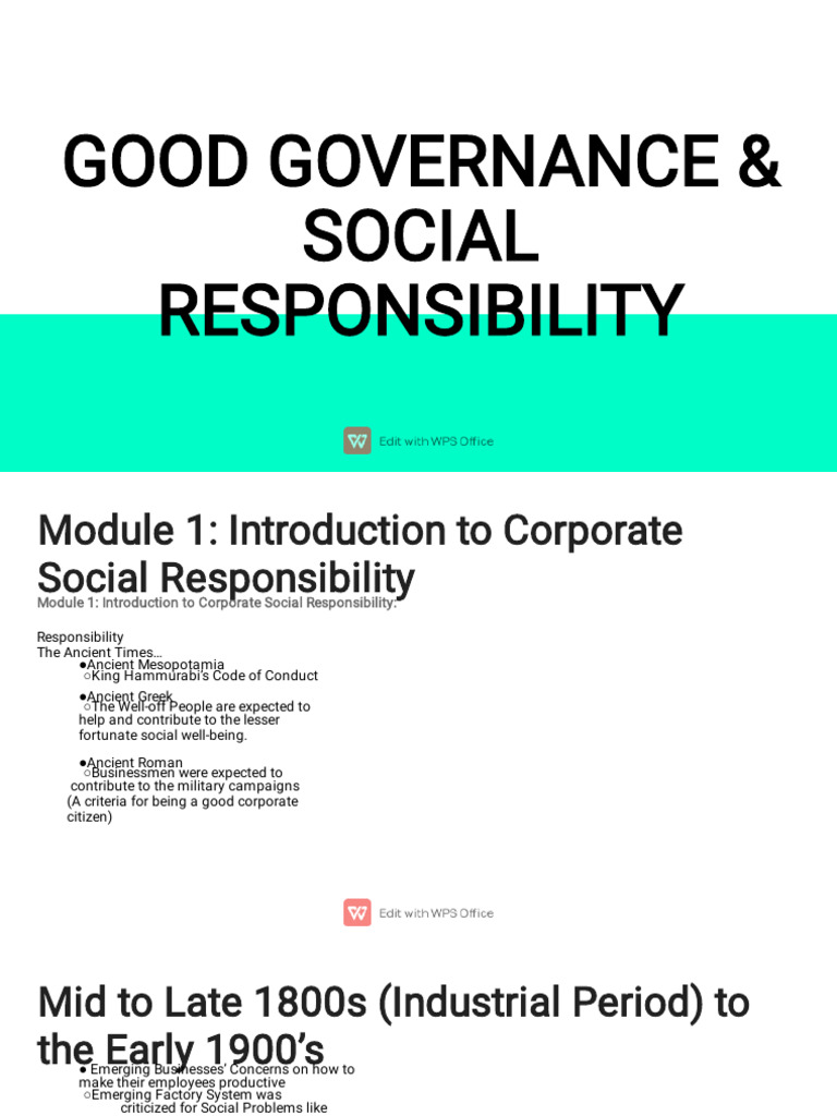 Good-Governance-Social-Responsibility (2 | PDF | Corporate Social Responsibility | Recycling