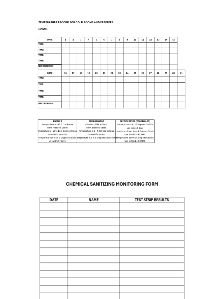 Temp Employee Chlorine Sheet | PDF