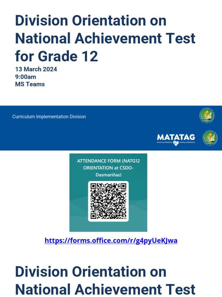 NAT Grade 12 Orientation Details 2024 | PDF | Information Literacy ...