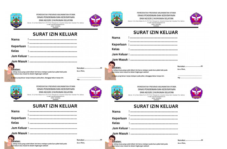 Surat Izin Keluar Siswa | PDF