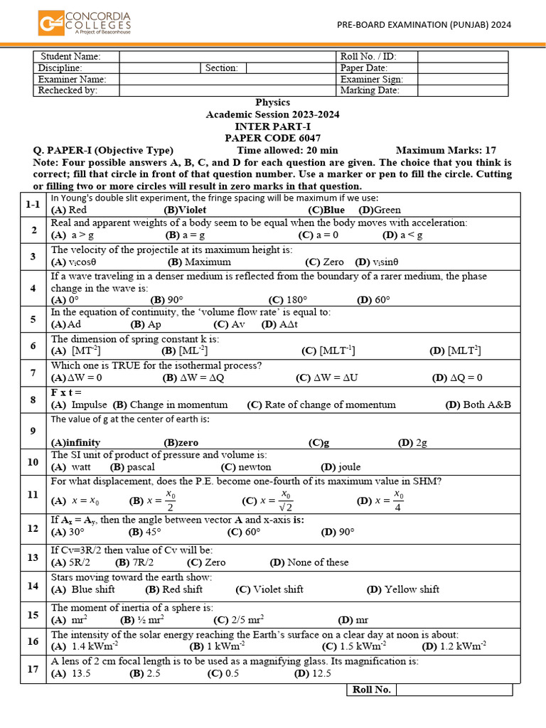 Physics Part 1 (2024) - 090402 | PDF | Physics