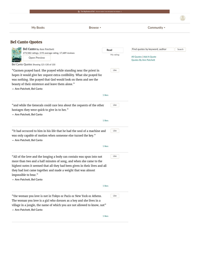 Bel Canto Quotes by Ann Patchett (Page 5 of 5) - Goodreads | PDF