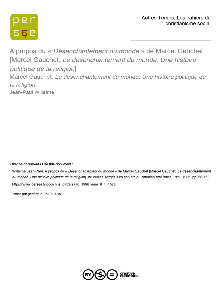 A Propos Du Désenchantement Du Monde | PDF | Individualisme | État