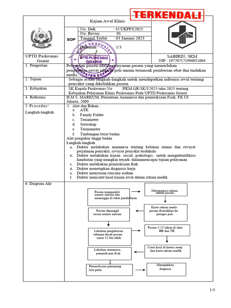 SOP Pelayanan Klinis Puskesmas | PDF | Kesehatan Holistik