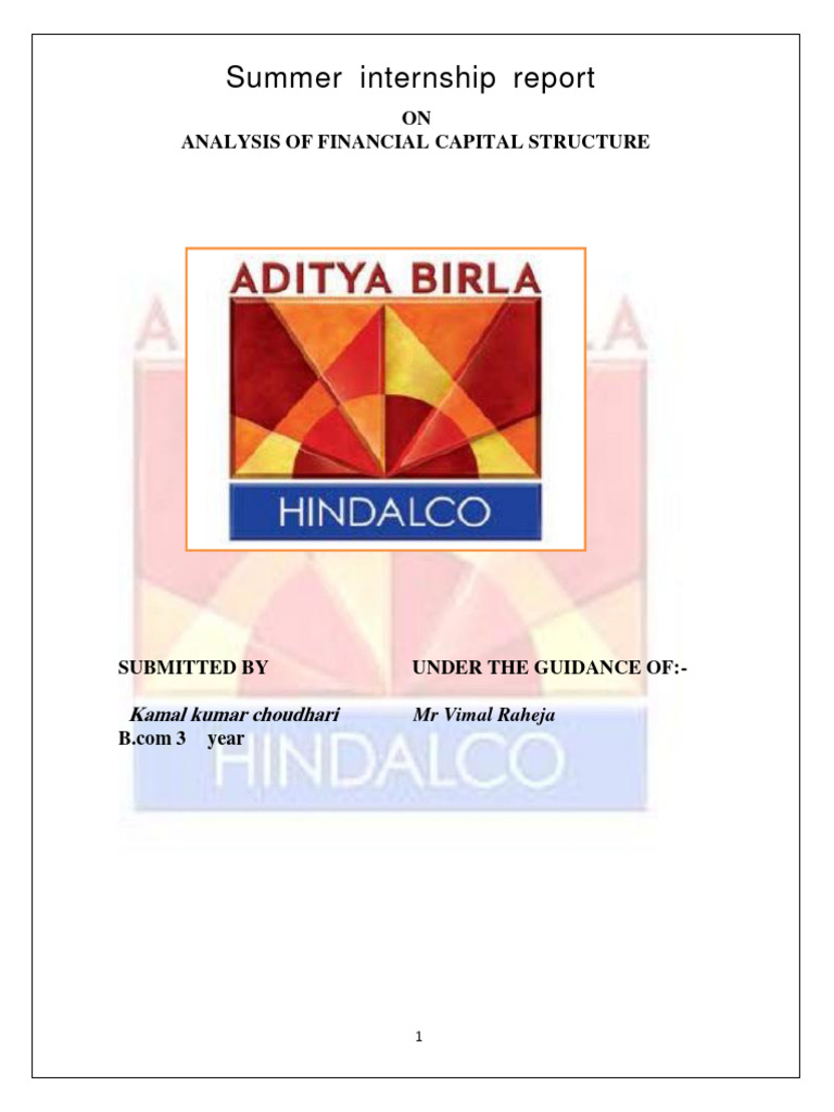 Summer Internship Report Docx New Pdf 3 Pdf Equity Finance Capital Structure