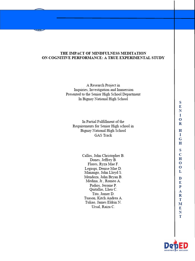 Pre-Defense-Chap-1-2-3-Paper DRAFT | PDF | Mindfulness | Meditation