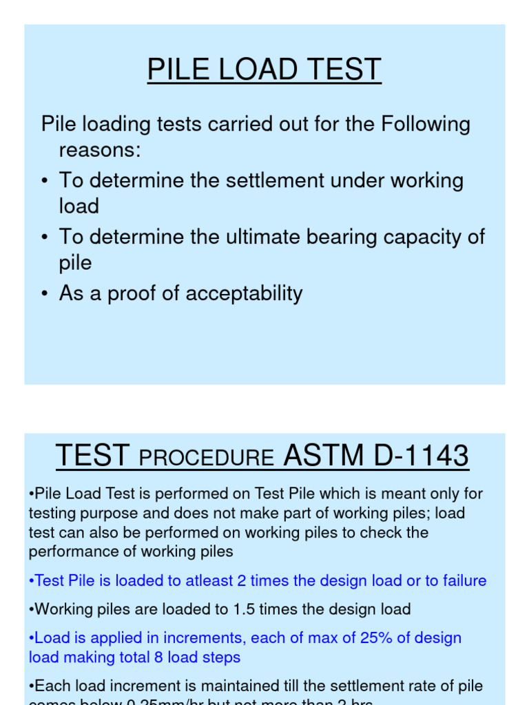 PILE LOAD TEST - 12 June Lec - (Compatibility Mode) | PDF | Deep Foundation