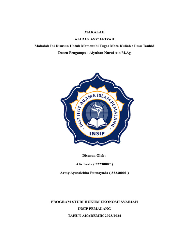 Aliran Asy’ariyah dalam Teologi Islam | PDF | Agama & Spiritualitas