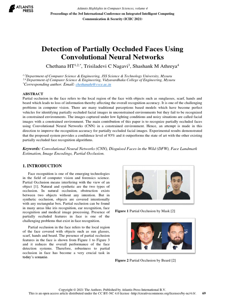 Detection Of Partially Occluded Faces Using Convolutional Neural