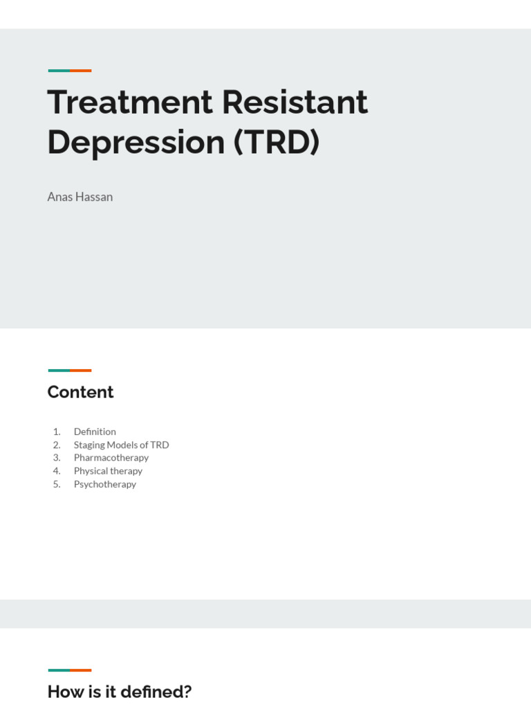 Understanding Treatment Resistant Depression | PDF | Major Depressive ...