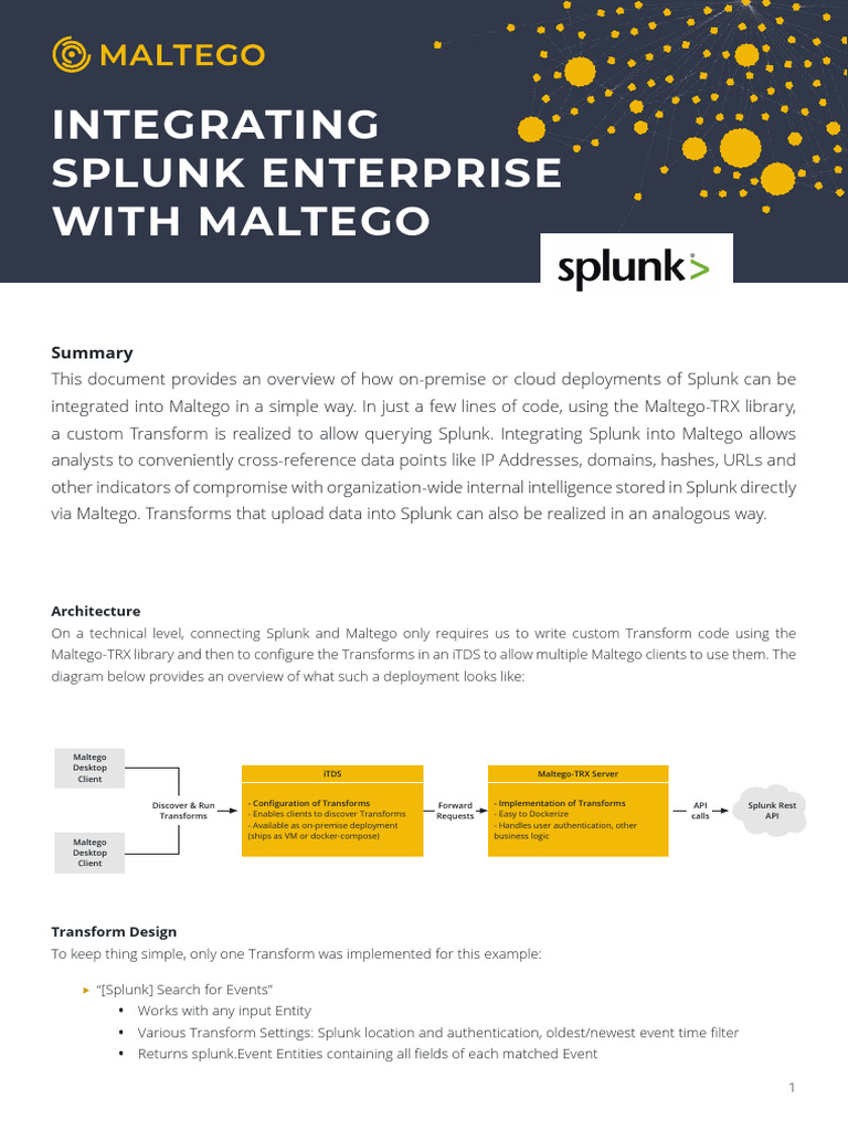 Maltego Splunk Integration Brief | PDF | Server (Computing) | Cloud Computing