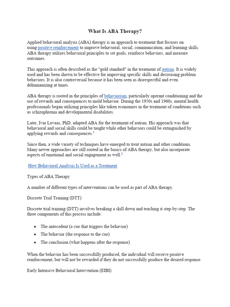What Is ABA Therapy | PDF | Autism Spectrum | Psychotherapy