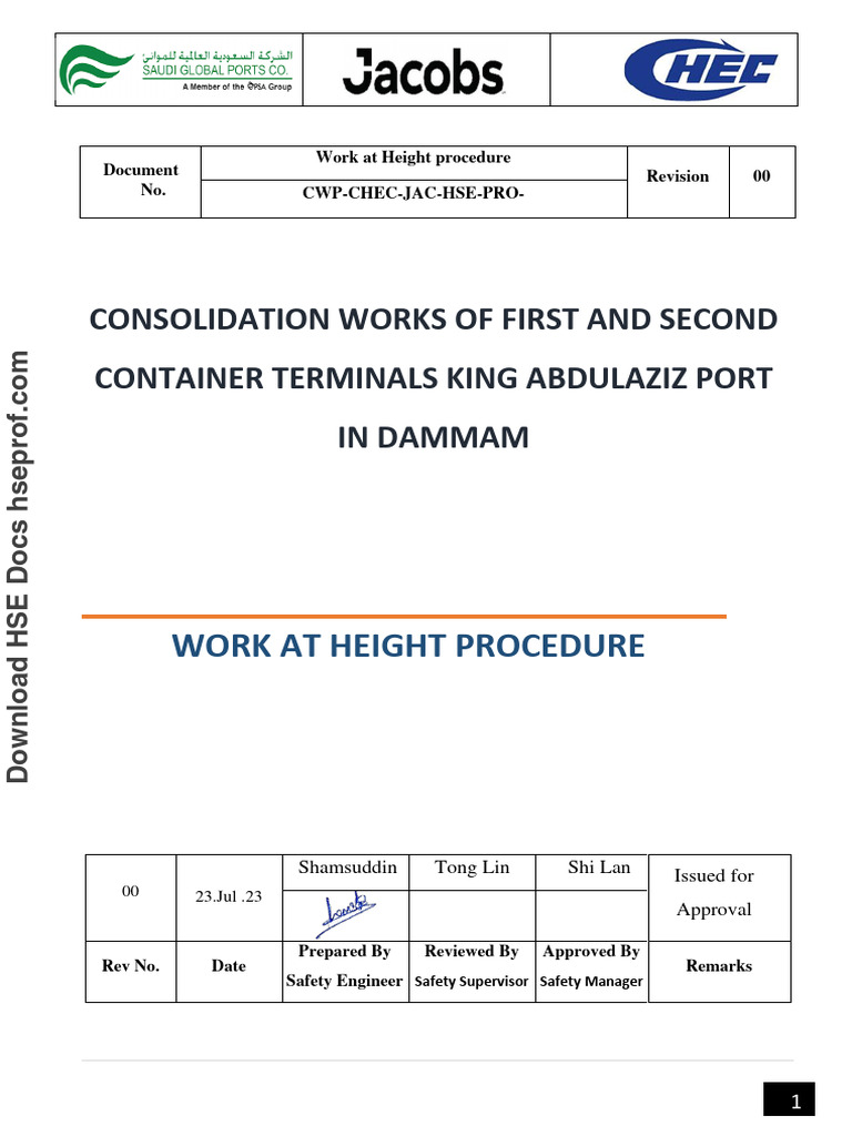 Work at Height Procedure | PDF | Scaffolding | Personal Protective ...