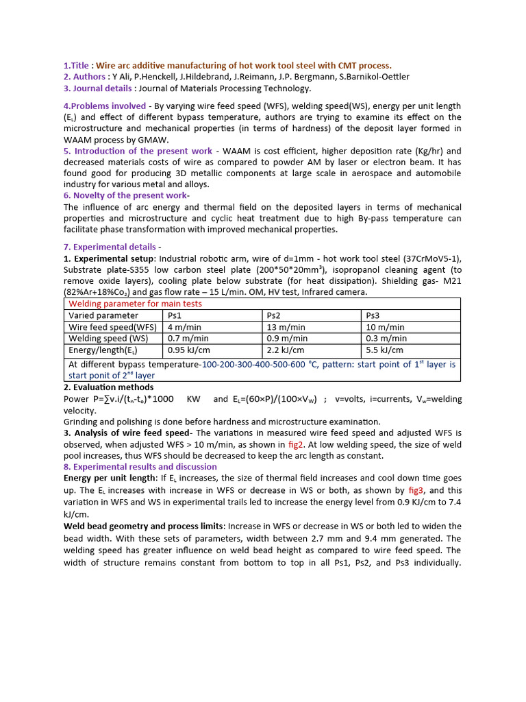 1.imp - Waam of HWT With CMT | PDF | Welding | Construction
