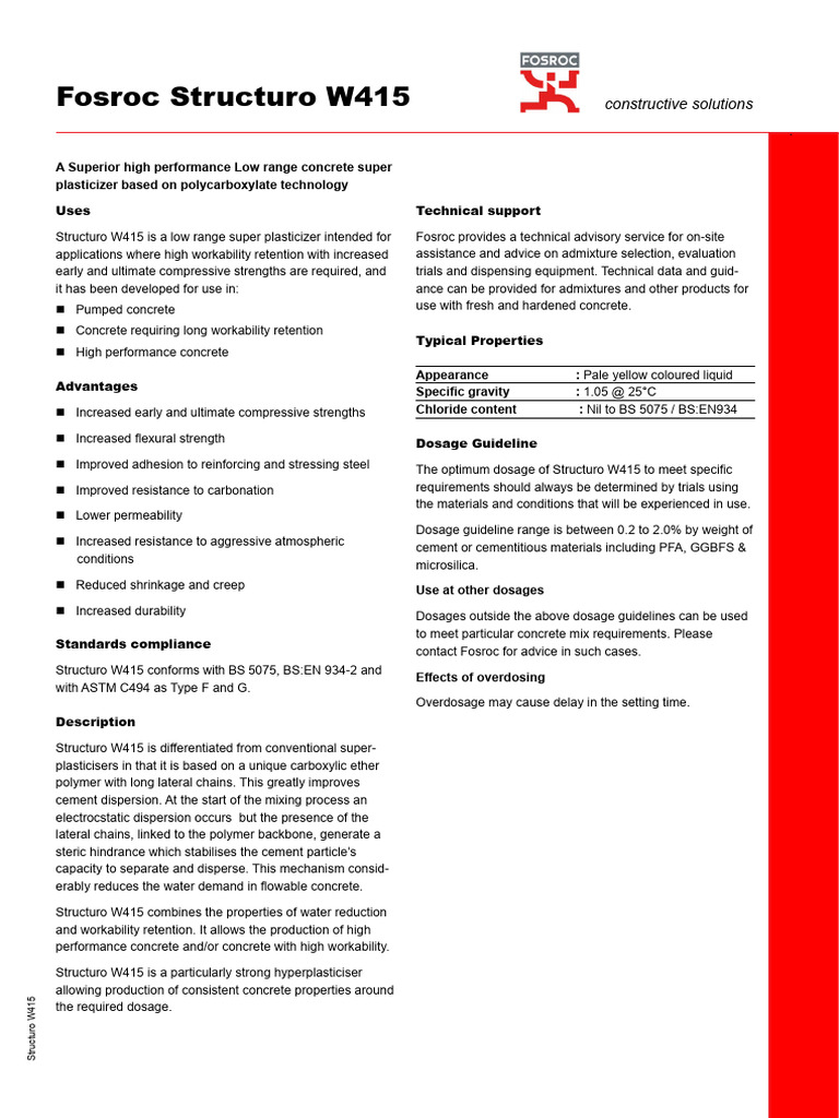 Structuro W415 | PDF | Concrete | Cement