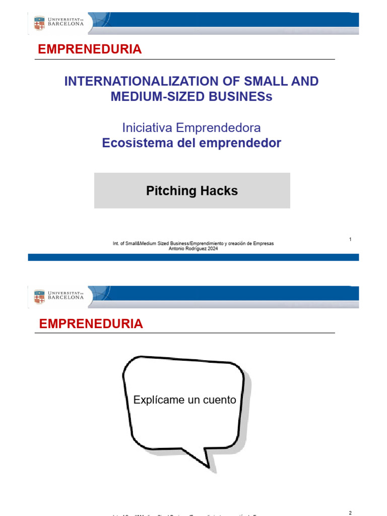 2 Pitching Hacks - UB V24 | PDF | Iniciativa empresarial
