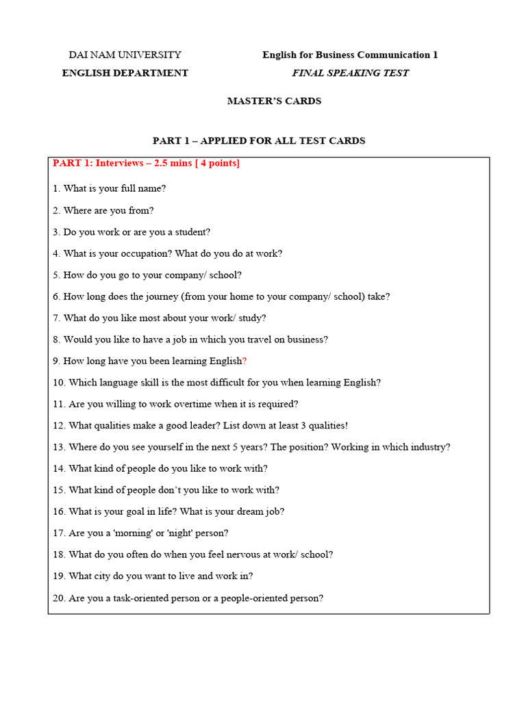 Speaking-card-for-Business-English-1-Students- Final | PDF | Telephone ...
