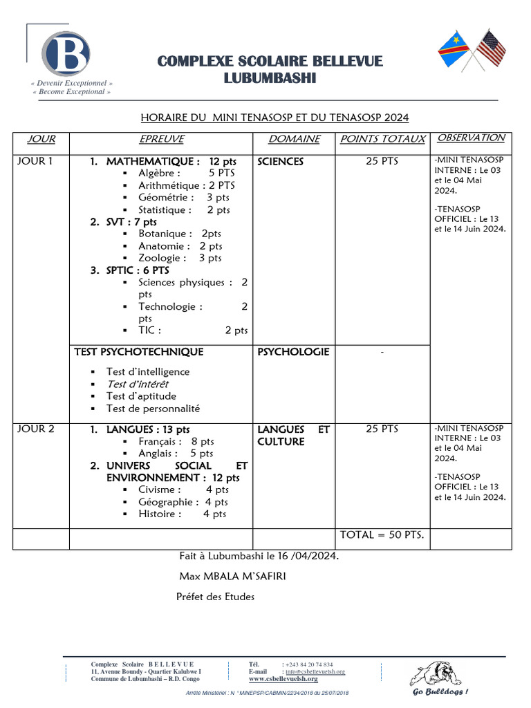 Horaire de Tenasosp | PDF | Science | Mathématiques