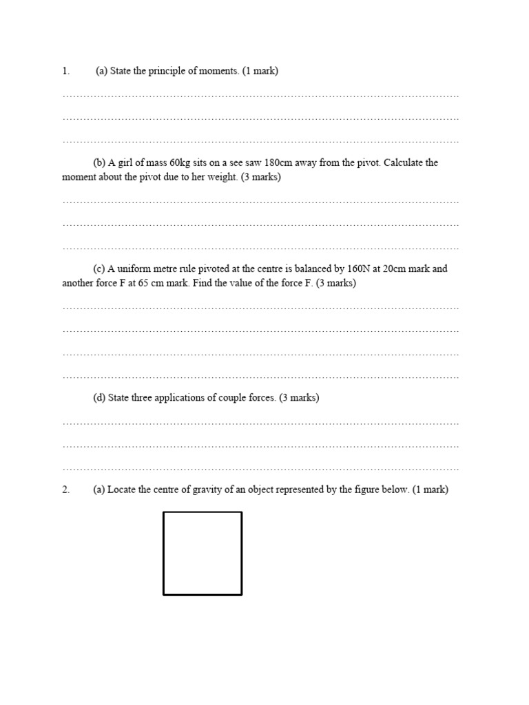 Form 2 Physics Exam | PDF | Density | Weight