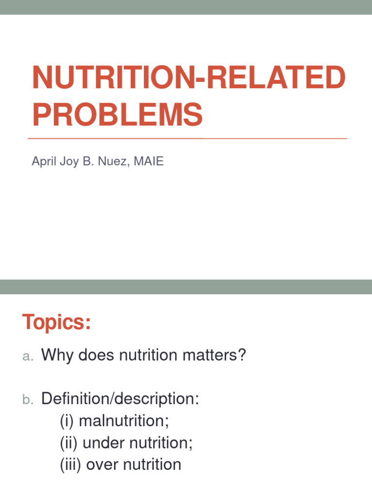 Lesson 2. Nutrition Related Problems | PDF | Malnutrition | Obesity