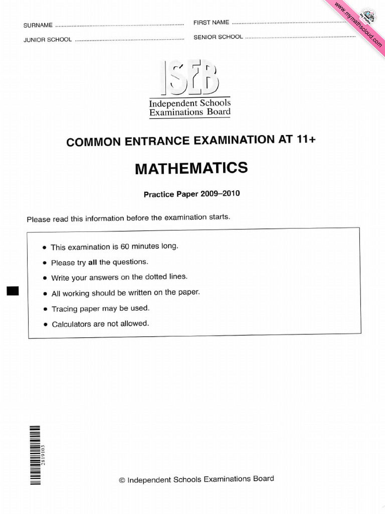 iSEB Practice Paper 2009-2010 | PDF | Philosophie