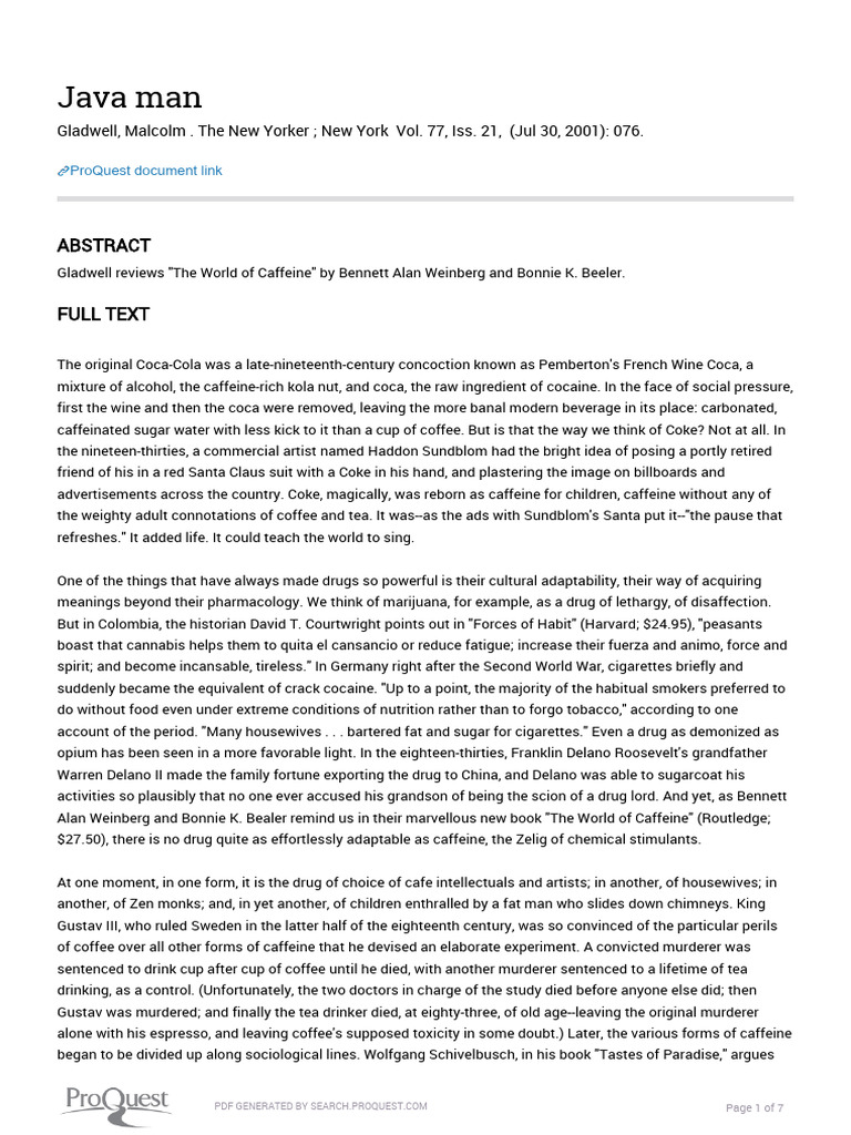 GladwellJavaMan | PDF | Caffeine | Coffee