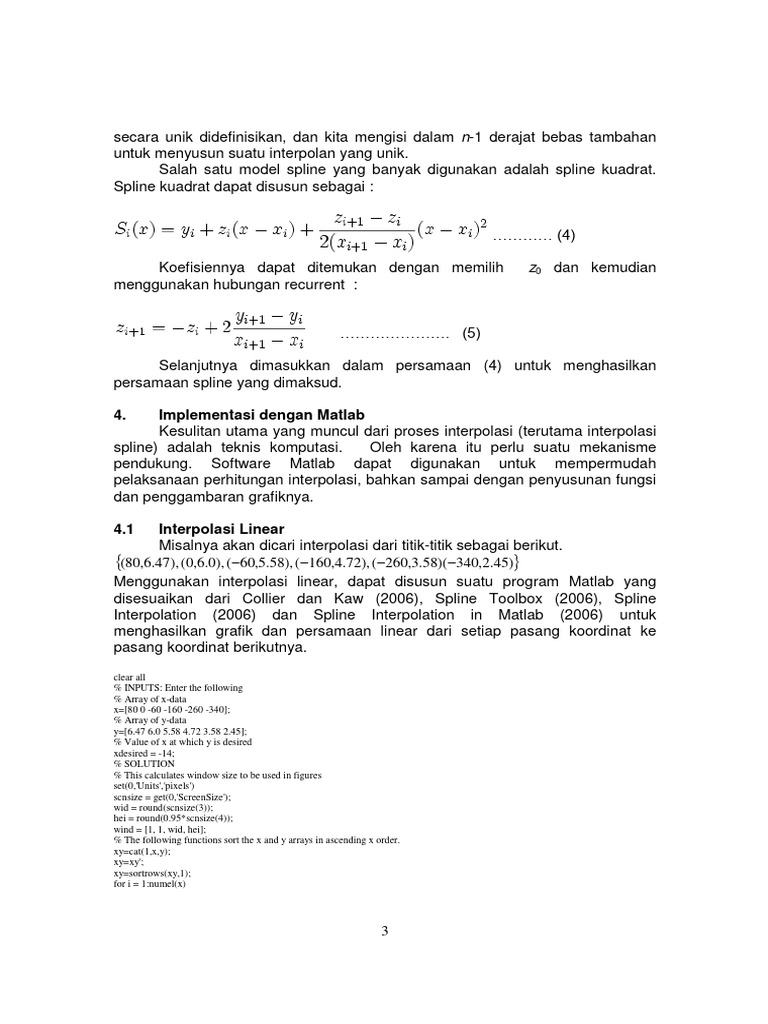 Interpolasi Spline Dalam Matlab-Im | PDF | Metode & Bahan Ajar | Komputer