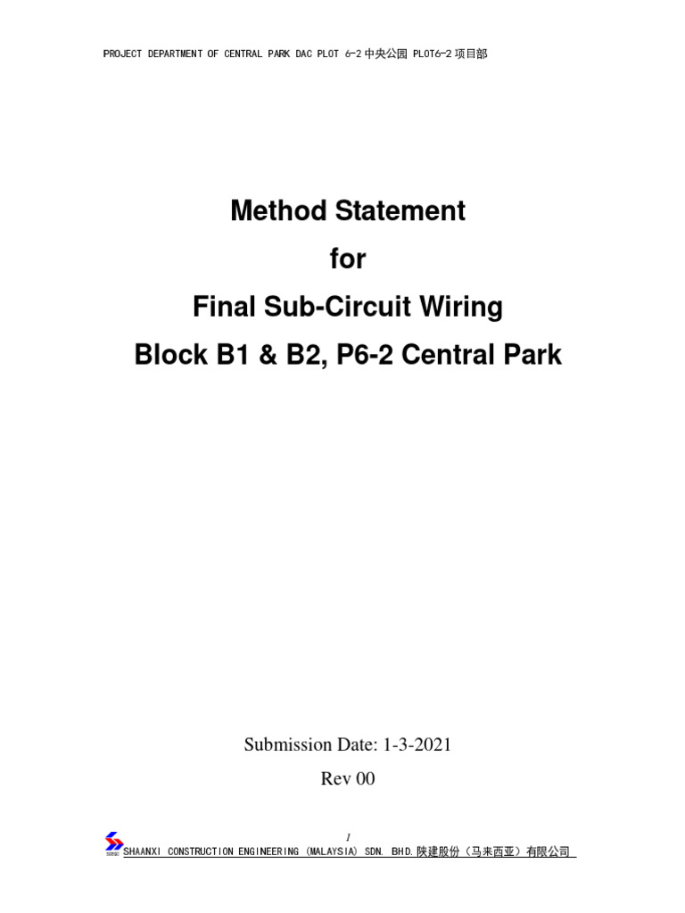 Method Statement For Final Sub-Circuit Wiring Block B1 & B2, P6-2 ...