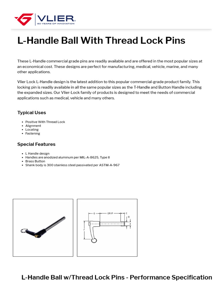 L Handle Ball Locking Pins | PDF | Technology & Engineering