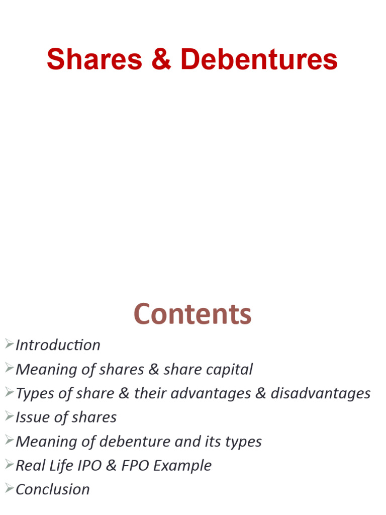 Shares and Debentures | PDF | Stocks | Preferred Stock