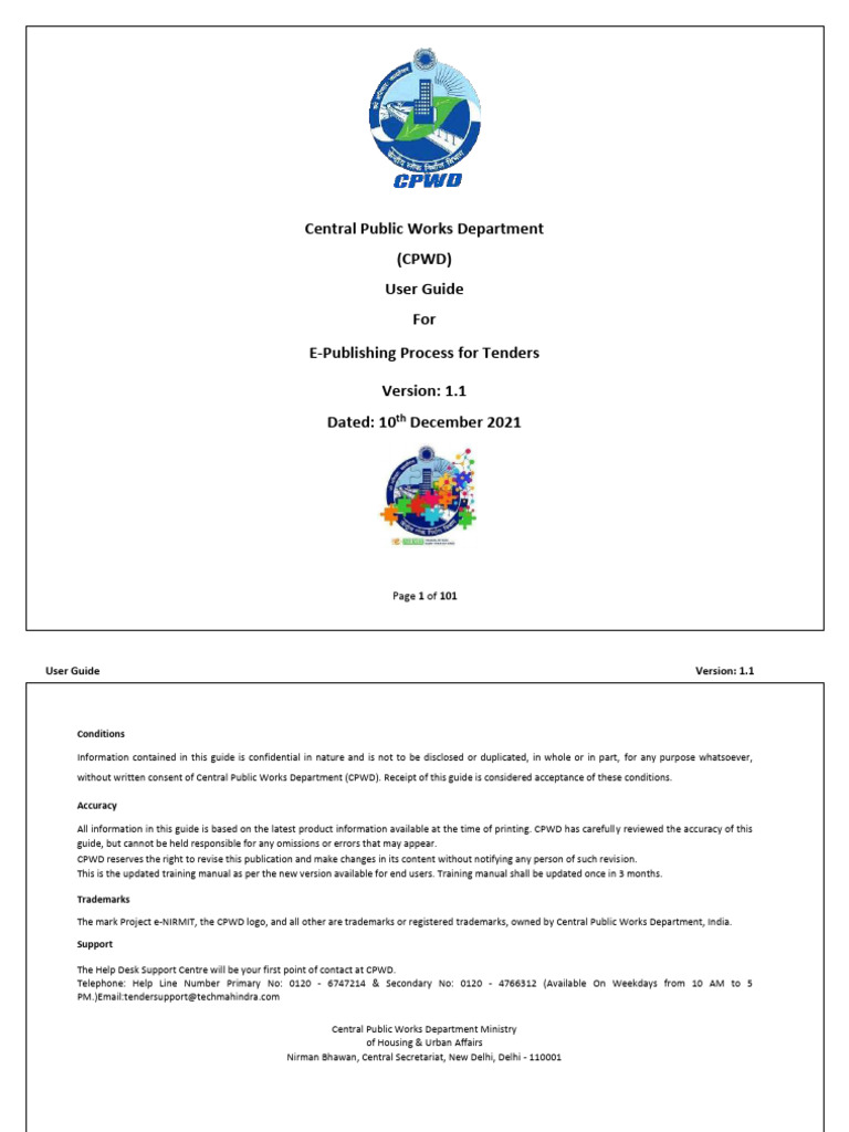 CPWD E Tendering Department User Manual | PDF | Login | Software