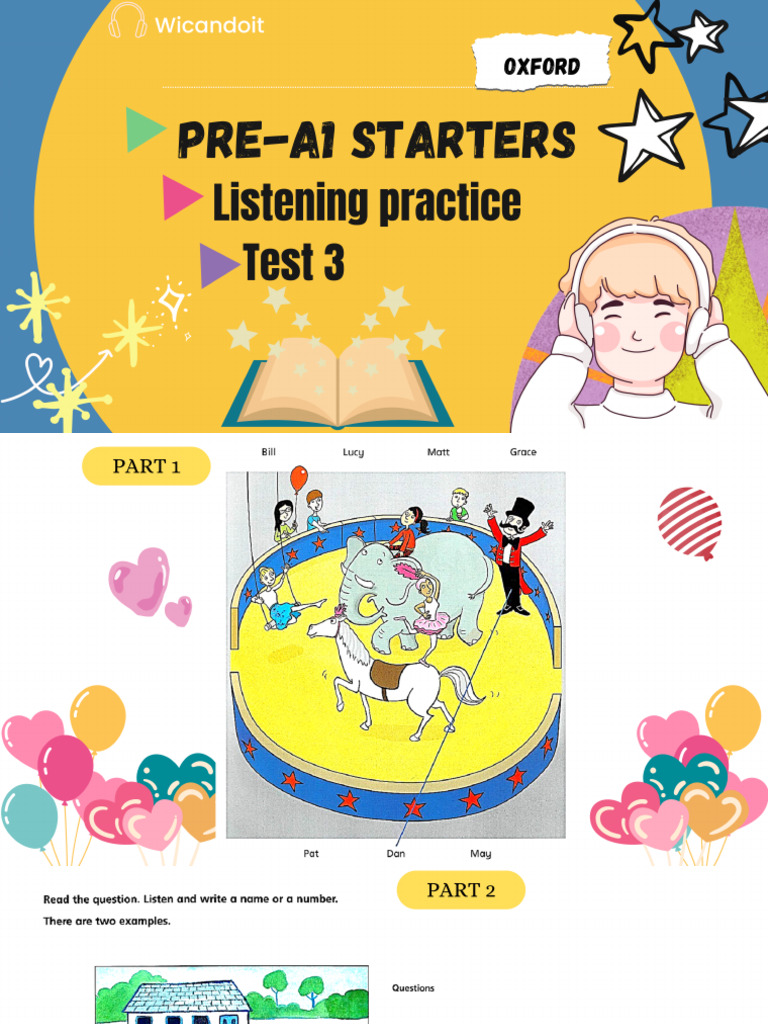 STARTERS - Listening Test 3 - Oxford Pre A1 Starters | PDF