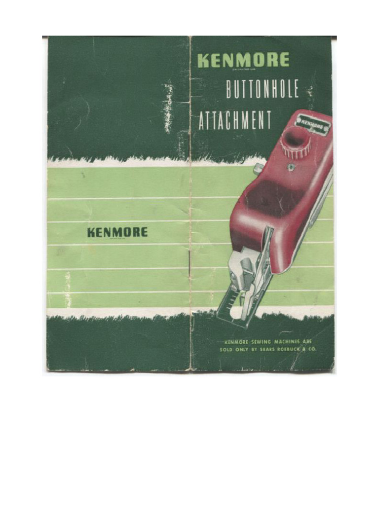 Kenmore Buttonhole Attachment Accessory Instruction Manual | PDF ...