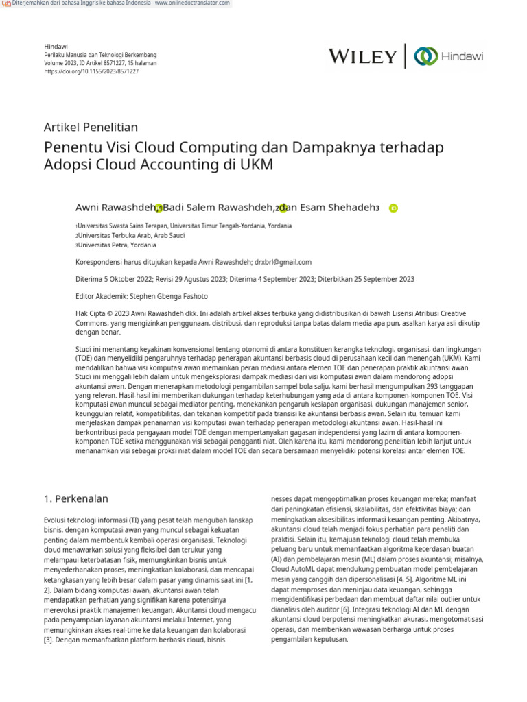 The Determinants of Cloud Computing Vision and Its Impact On - En.id | PDF