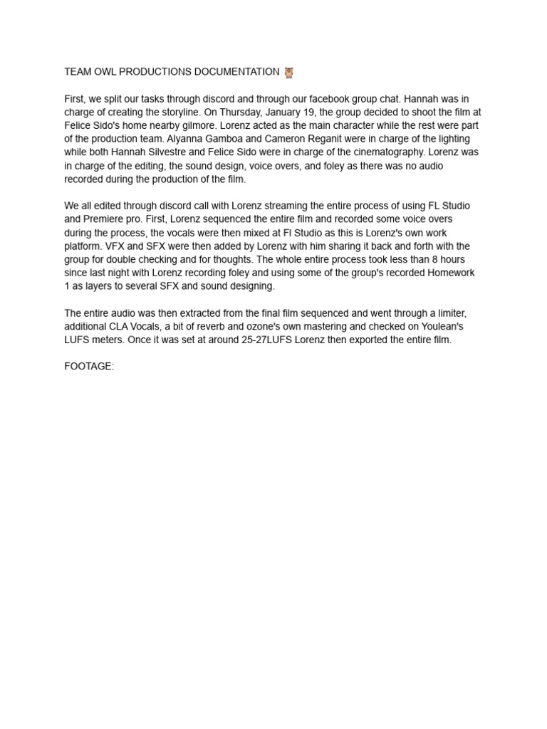 Team Owl Productions Documentation ? | PDF | Art