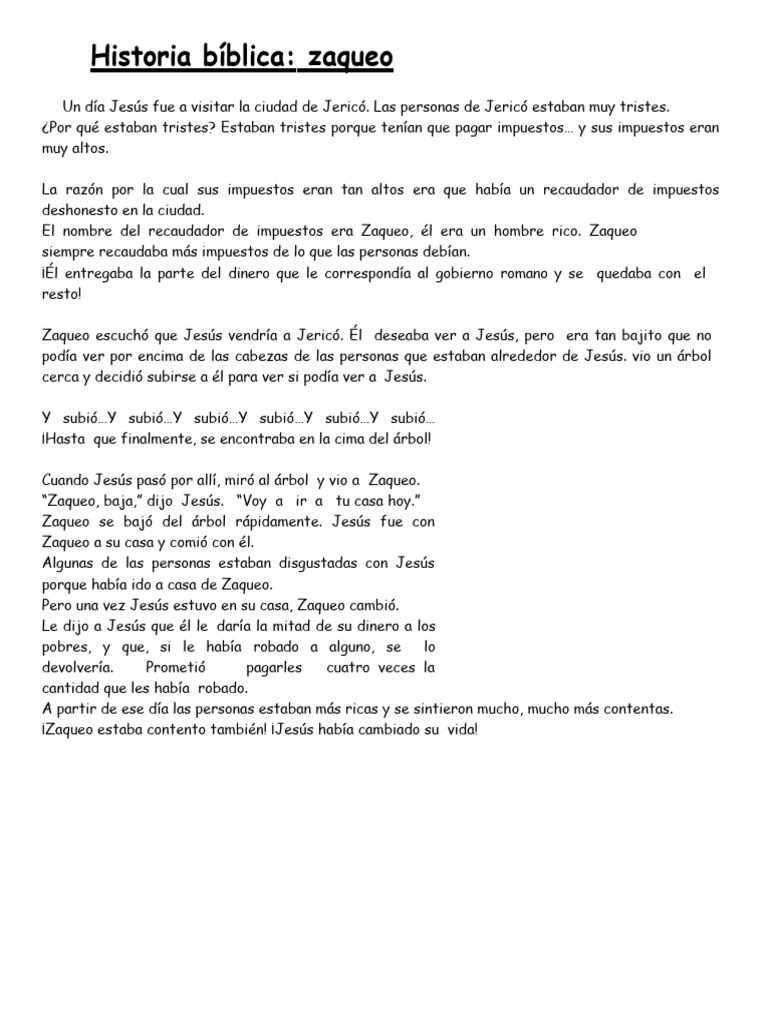 Historia de Zaqueo para Imprimir | PDF