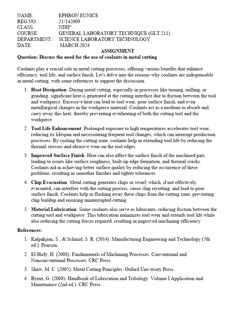 Department of Sience Laboratory Technology (Assignment) | PDF ...