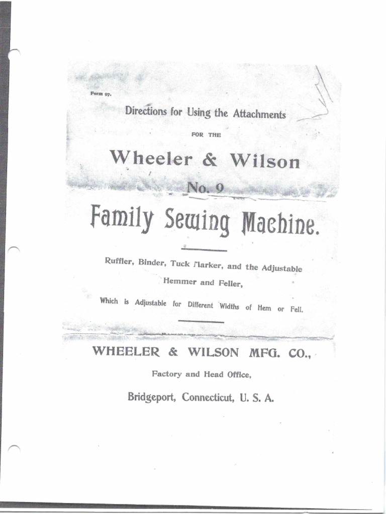 Wheeler & Wilson Sewing Machine Guide | PDF | Seam (Sewing) | Sewing ...