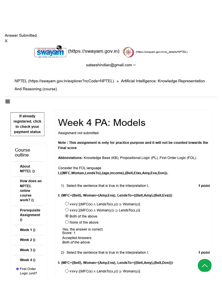 Artificial Intelligence Knowledge Representation And Reasoning Unit 7 Week 4 Models