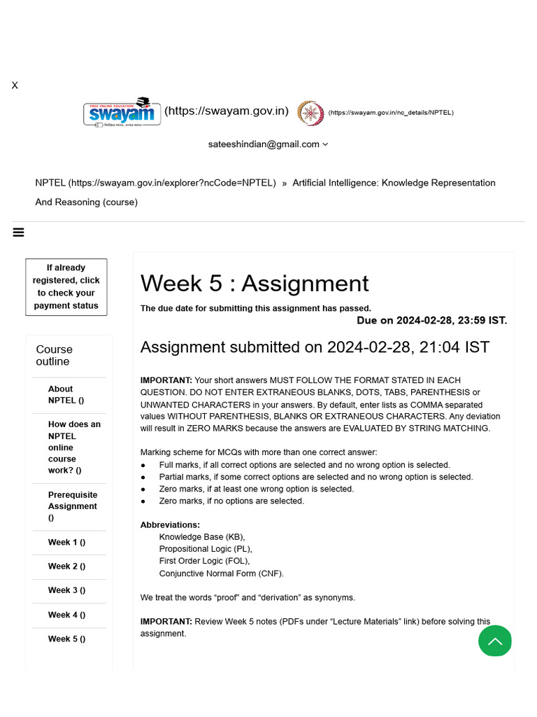 Artificial Intelligence - Knowledge Representation and Reasoning - Unit 8 - Week 5 | PDF | Logic ...