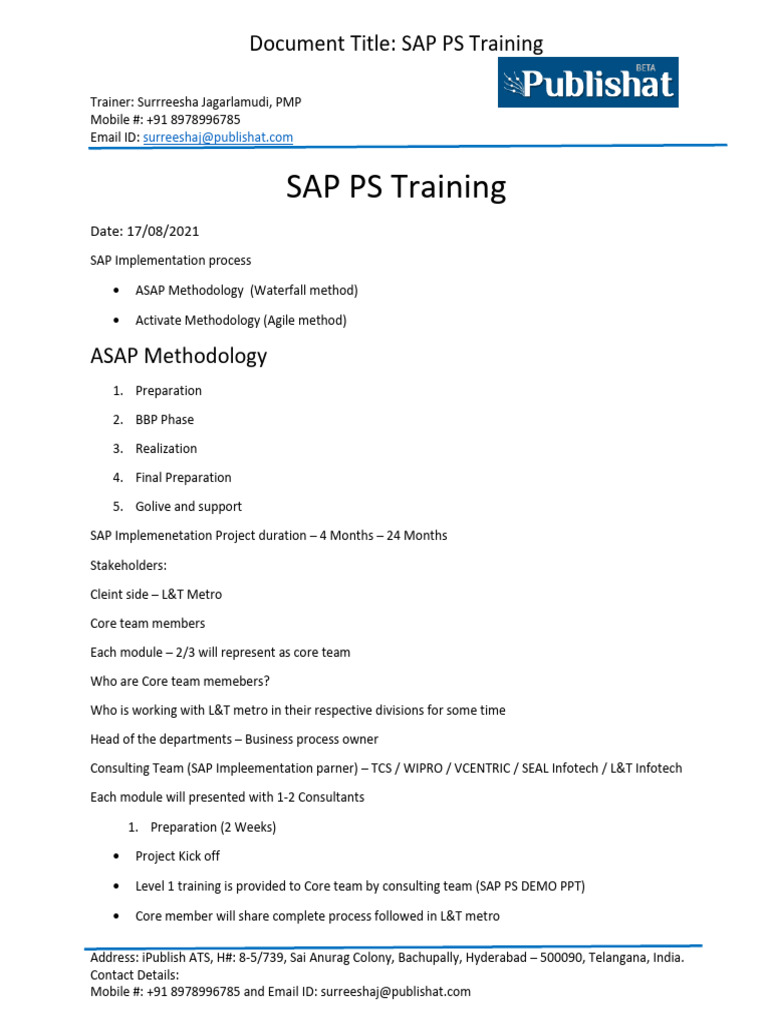 SAP Implementation and Certification Process | PDF | Software ...