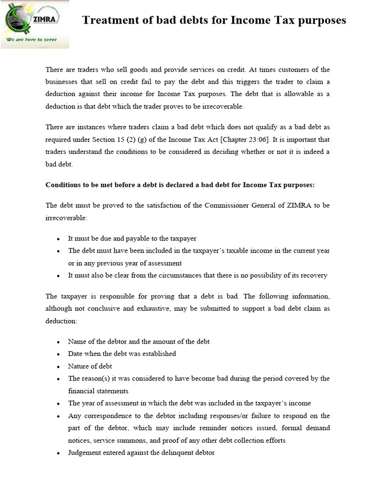 Bad Debts and Income Tax Guidelines | PDF | Tax Deduction | Bad Debt