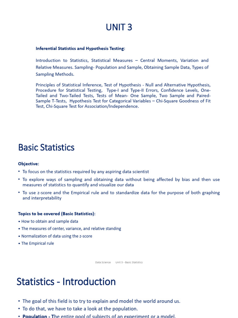 Unit 3 | PDF | Statistics | Sampling (Statistics)