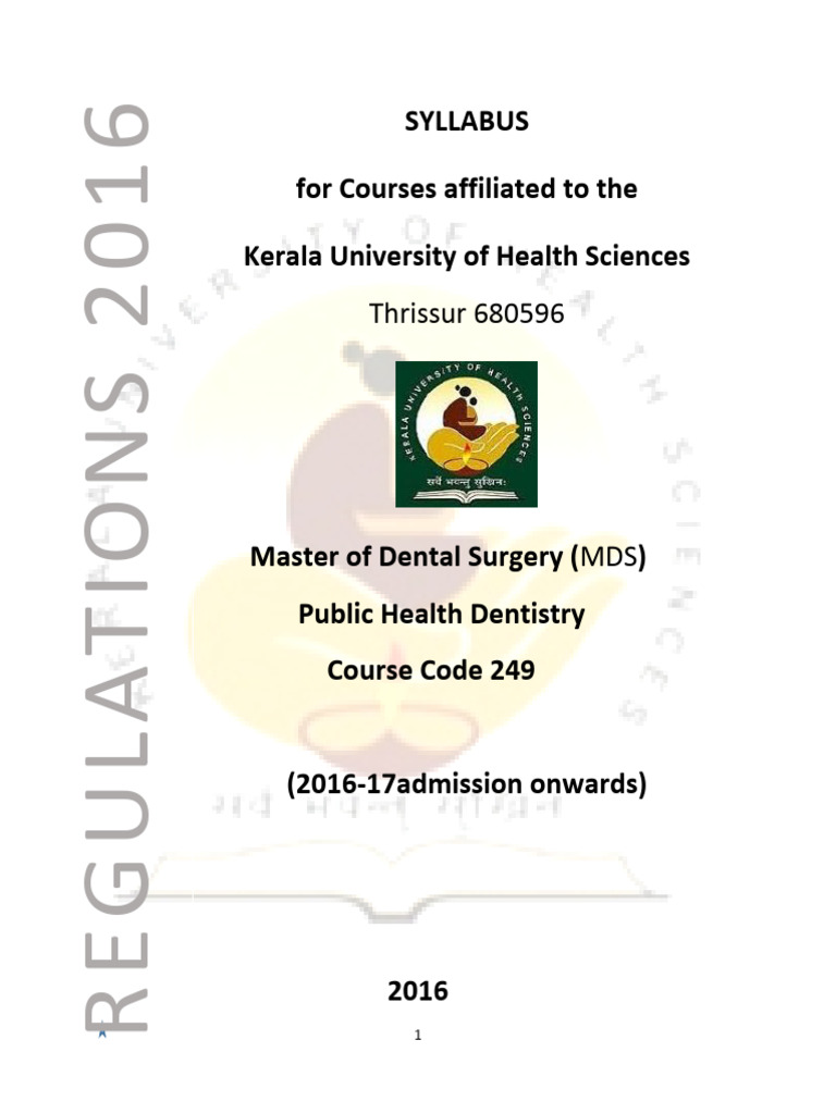 MDS Public Health Dentistry Syllabus | PDF | Dentistry | Oral Hygiene