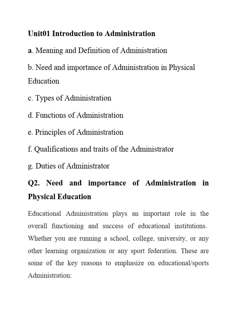 Unit01 Introduction To Administration | PDF | Risk | Sports