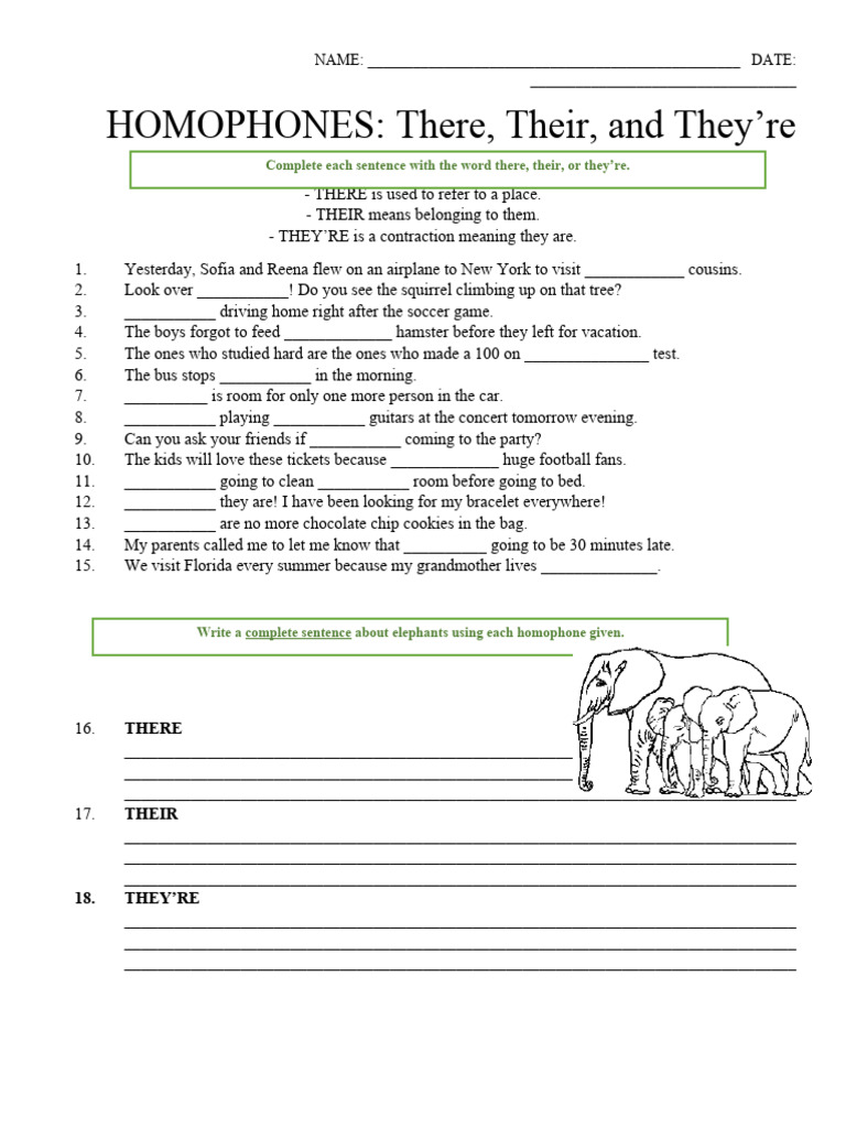 HOMOPHONES: There, Their, and They're | PDF