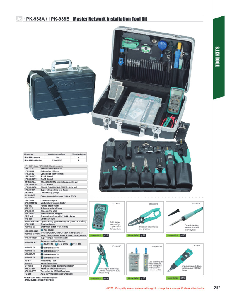Network Installation Tool Kits | PDF | Electrical Engineering | Manufactured Goods
